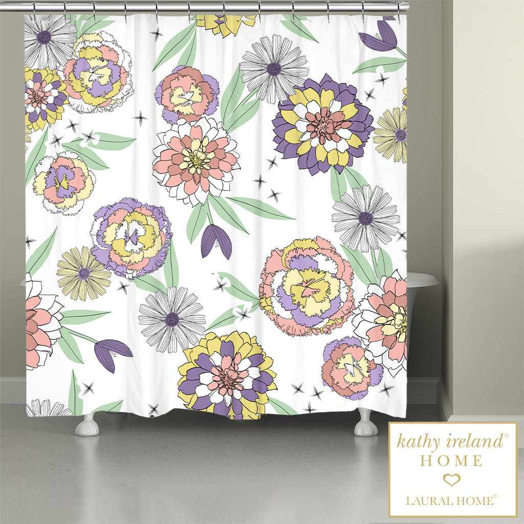 Laural Home kathy ireland HOME Retro Floral Bloom 71" x 72" Shower ...